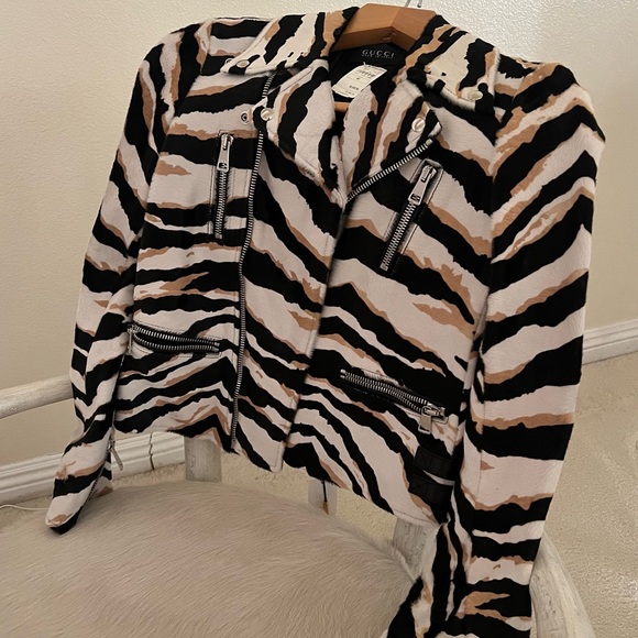 Gucci | Jackets & Coats | Gucci Zebra Print Leather Jacket | Poshmark